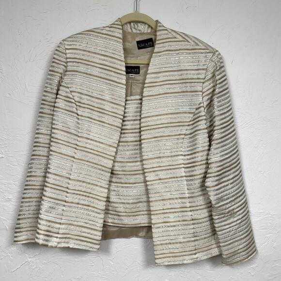 Xscape | Dresses | Xscape Gold Striped Blazer Jacket With Shell Womens ...